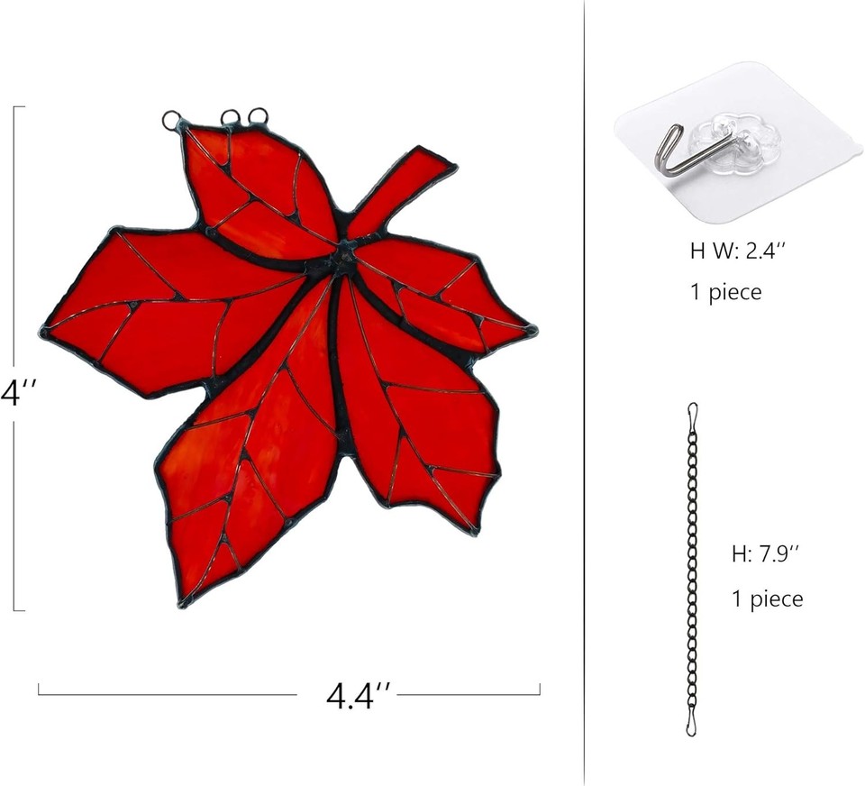 Maple Leaves Stained Glass Window Hanging,Fall Leaf Decorations ...