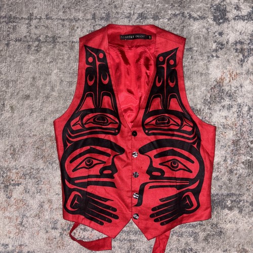 RARE Dorothy Grant Red Vest Bold Red Small Haida Art Canada | eBay