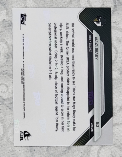 Maya Brady RC 1st 2 Hits In Debut 2025 AUSL Topps NOW Card 20 | eBay