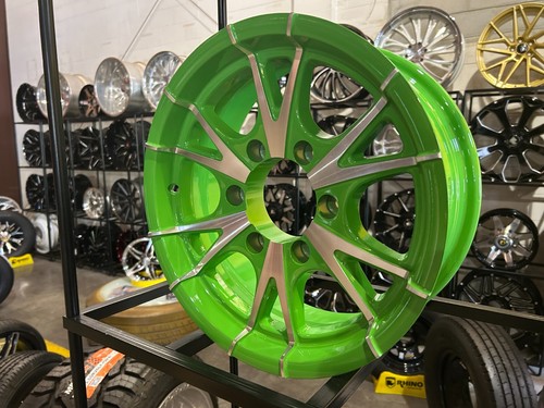 15X6 INCH RHINO TRAILER WHEELS Aluminum Wheel CW516 6LUG GREEN AND ...