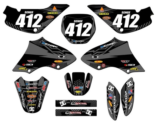 All Years JR 80 MAYHEM Black Senge Graphics Kit Compatible with Suzuki ...