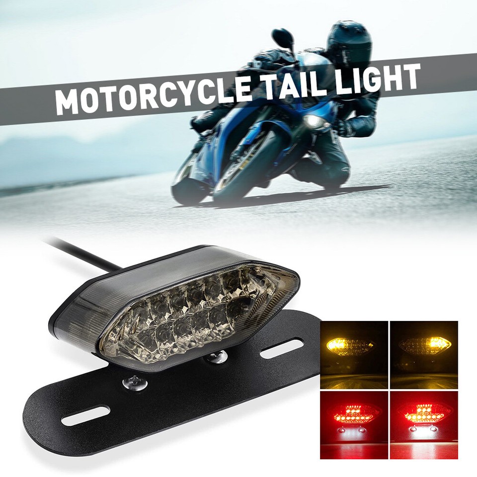 Motorcycle LED Turn Signal Brake Tail Light With License Plate Bracket ...