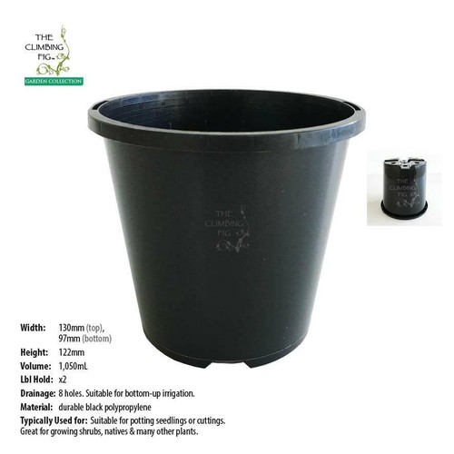 130mm Slimline BLACK Plastic Pots. Pot native, shrub, trees, seedling ...