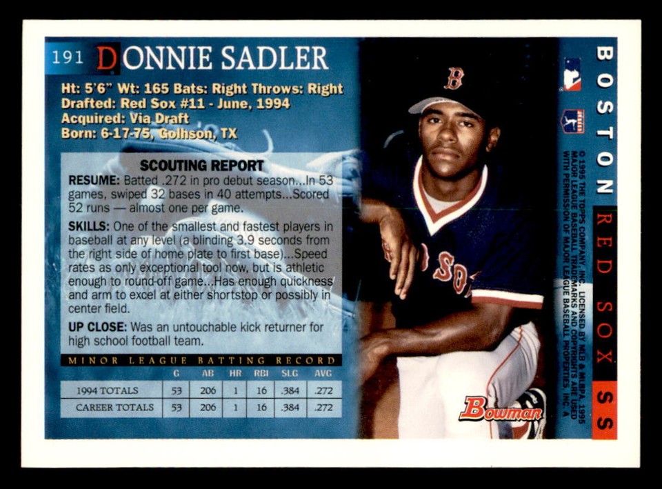 1995 Bowman #191 Donnie Sadler Boston Red Sox | eBay