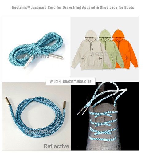 Reflective Bootlaces,Hoodie Cord Rope Shoe Lace Neotrims 6mm Silver ...
