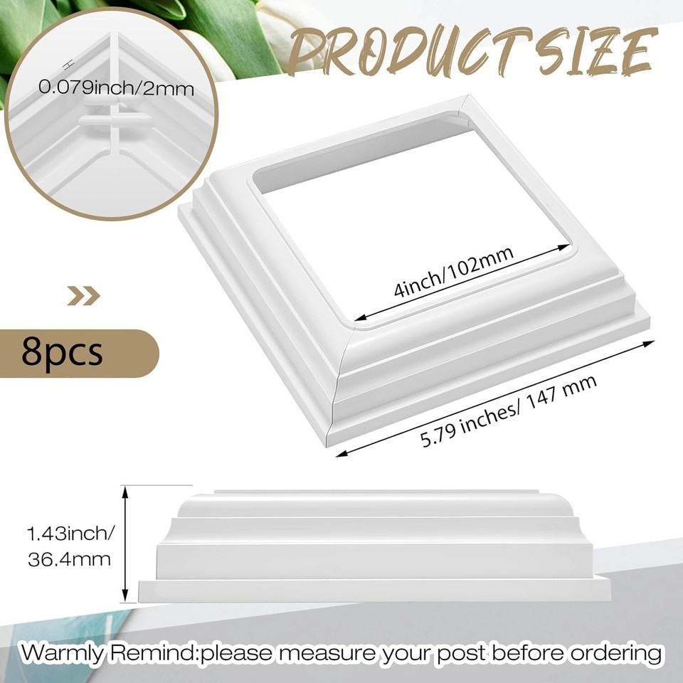 Thyle 4X4 Inches Vinyl Post Skirt Post Base Cover Column Wraps for ...
