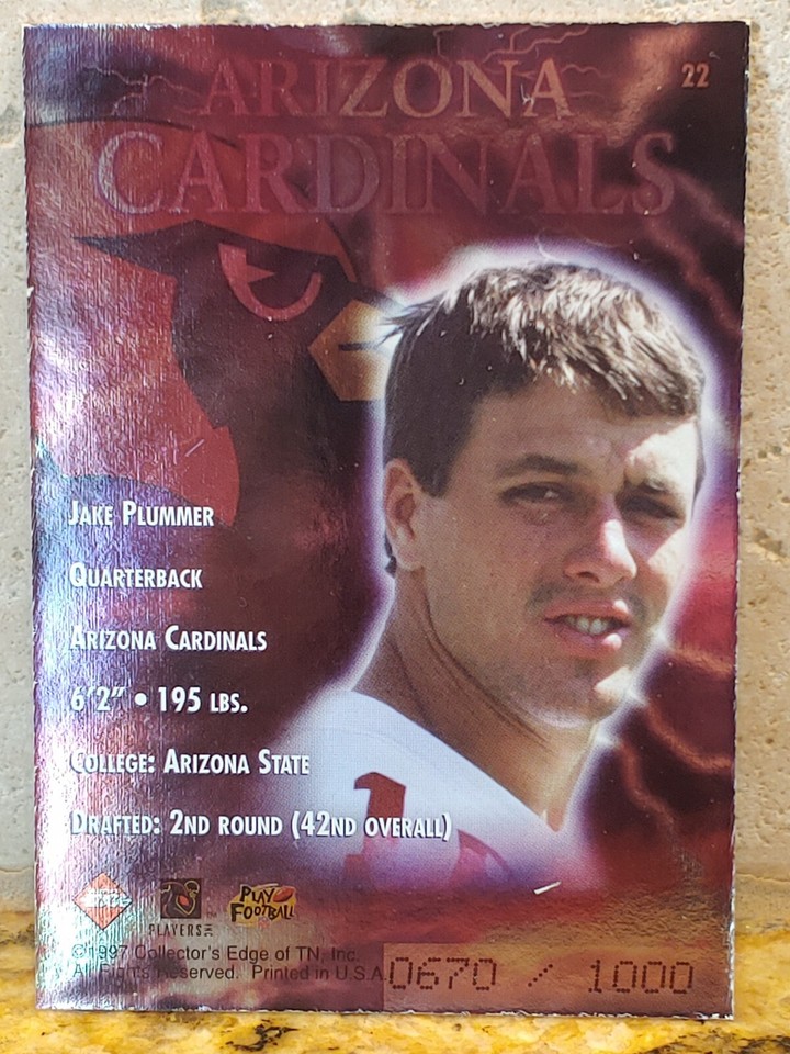 1997 Collector's Edge NFL Draft #22 - Jake Plummer Rookie Card (RC), SN ...