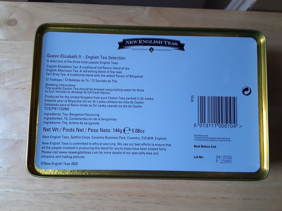Queen Elizabeth II of Great Britain New English Teas 72 Teabags SEALED ...