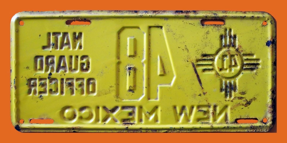 RARE 1941 NEW MEXICO NATIONAL GUARD LICENSE PLATE " 48 " ALL ORIGINAL ...