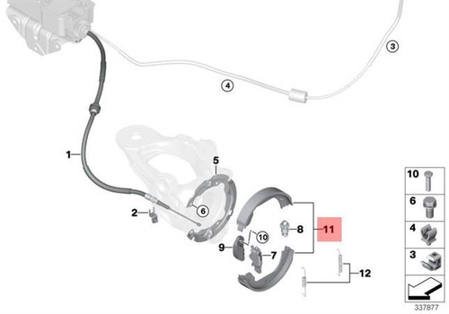 Genuine BMW X5 E70 X6 E71 Parking Brake Shoe 4 pcs Repair Kit OEM ...