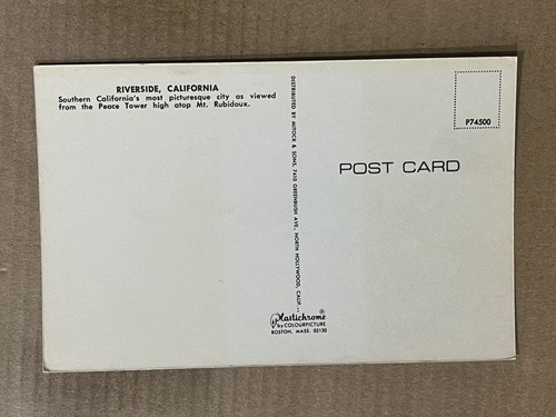 Postcard Riverside CA California Greetings Peace Tower Mt Rubidoux ...