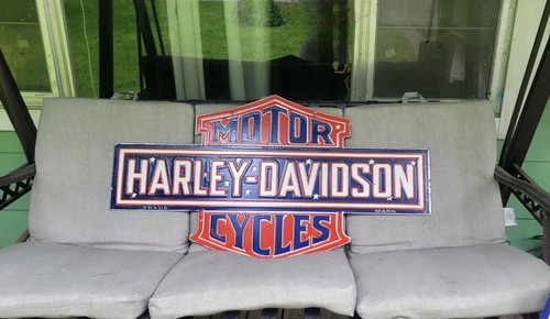 Harley Davidson Motorcycles Large Bar & Shield Vintage porcelain sign ...
