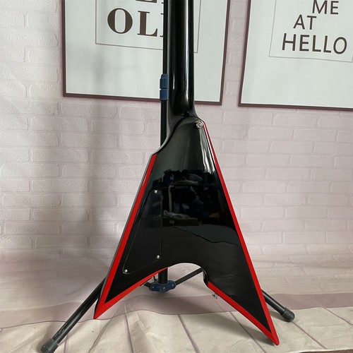 Electric Bass Guitar V Shape 4 String Black Basswood Body Rosewood ...