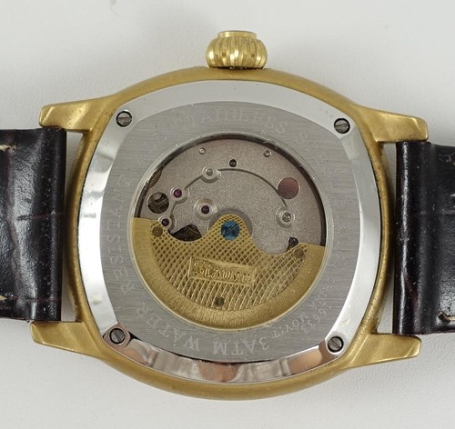 Men Stauer Dashtronic Jump Hour Watch 21 Jewels/Automatic/Gold Tone ...