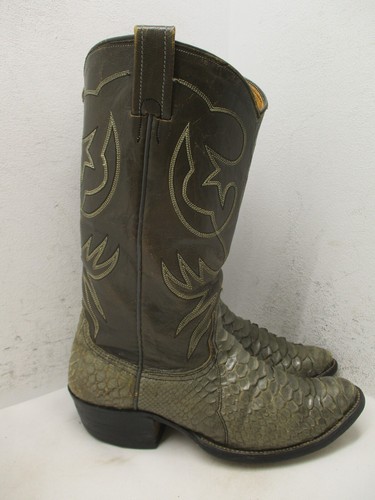 Nocona Gray Snake Skin Leather Cowboy Boots Mens Size 9 B Style 9052 | eBay