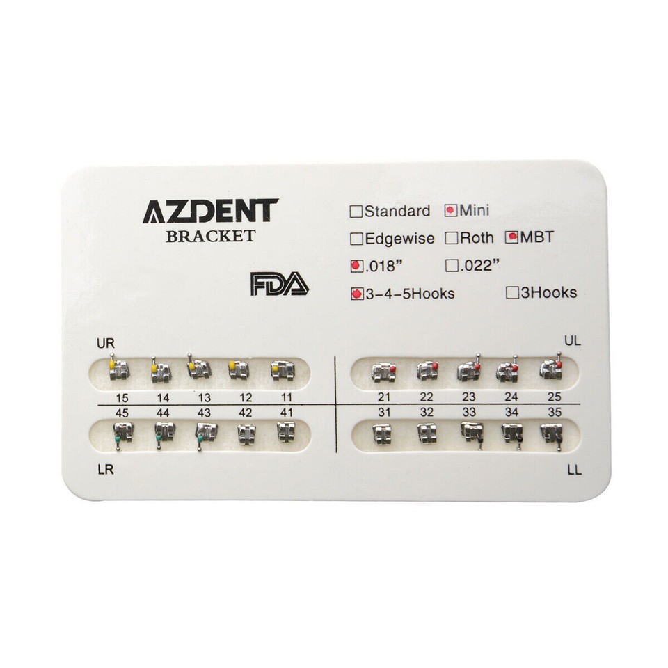 AZDENT Dental Orthodontic Brackets Brace Mini Standard Edgewise Roth ...