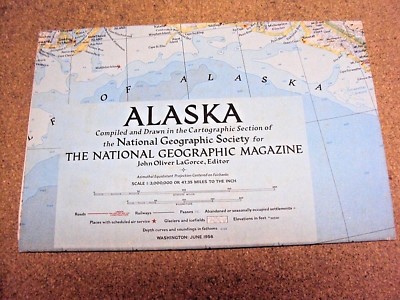 Vintage National Geographic June 1956 Map Alaska | eBay