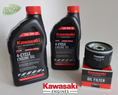 KAWASAKI OEM ENGINE OIL CHANGE KIT, (2) OIL 10W-30 & (1) OIL FILTER ...
