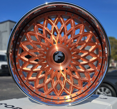 26" Inch Rose Gold Forgiato Sona 5x120 5x127 XL Floating Cap 3pc Wheels ...
