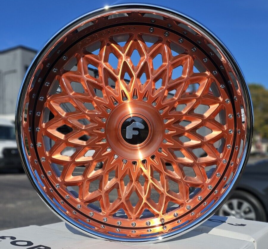 26" Inch Rose Gold Forgiato Sona 5x120 5x127 XL Floating Cap 3pc Wheels ...