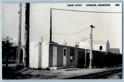 Sanborn Minnesota MN Postcard C&NW Depot Station 1981 Unposted RPPC ...