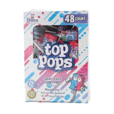 Dorval Top Pops Assorted Raspberry Chewy Taffy Candy Lollipops Pack Of ...