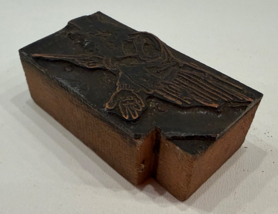 Vintage Printing Press Wood Block Letterpress COPPER METAL - UNCLE SAM ...
