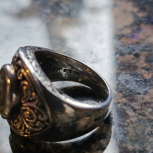 Samuel B Behnam BJC Sterling Silver 18k Gold Oval Lemon Quartz Ring ...
