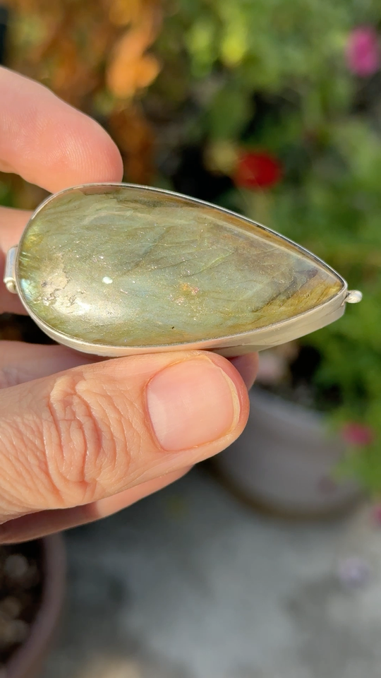 Labradorite & Sterling Vintage Hinged Box Pill Box Trinket Stash ...
