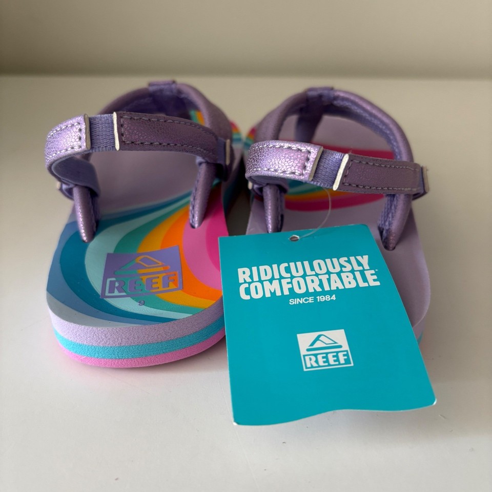 Reef Little Ahi Candyland US Kids 9 Purple Rainbow Strap Sandals Flip ...