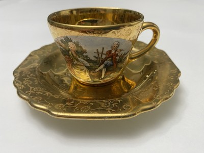 Vintage STW Bavaria Germany Demitasse Tea Cup & Saucer Set 22 Kt Gold ...