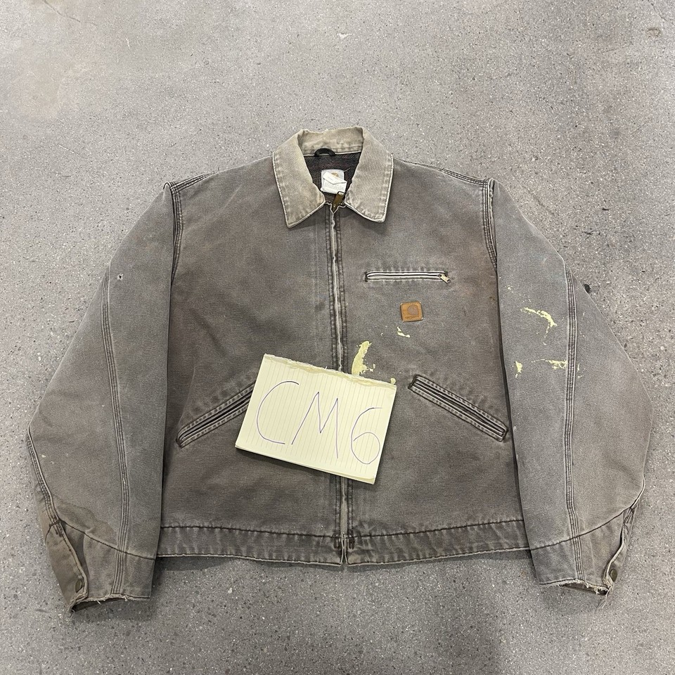 VTG Carhartt Jacket Mens CHT Detroit Blanket Lined Faded Canvas Size XL ...