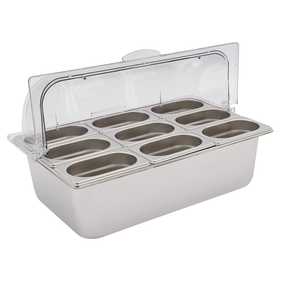 Stainless Steel Food Serving Container 9 Compartments Serving Container ...
