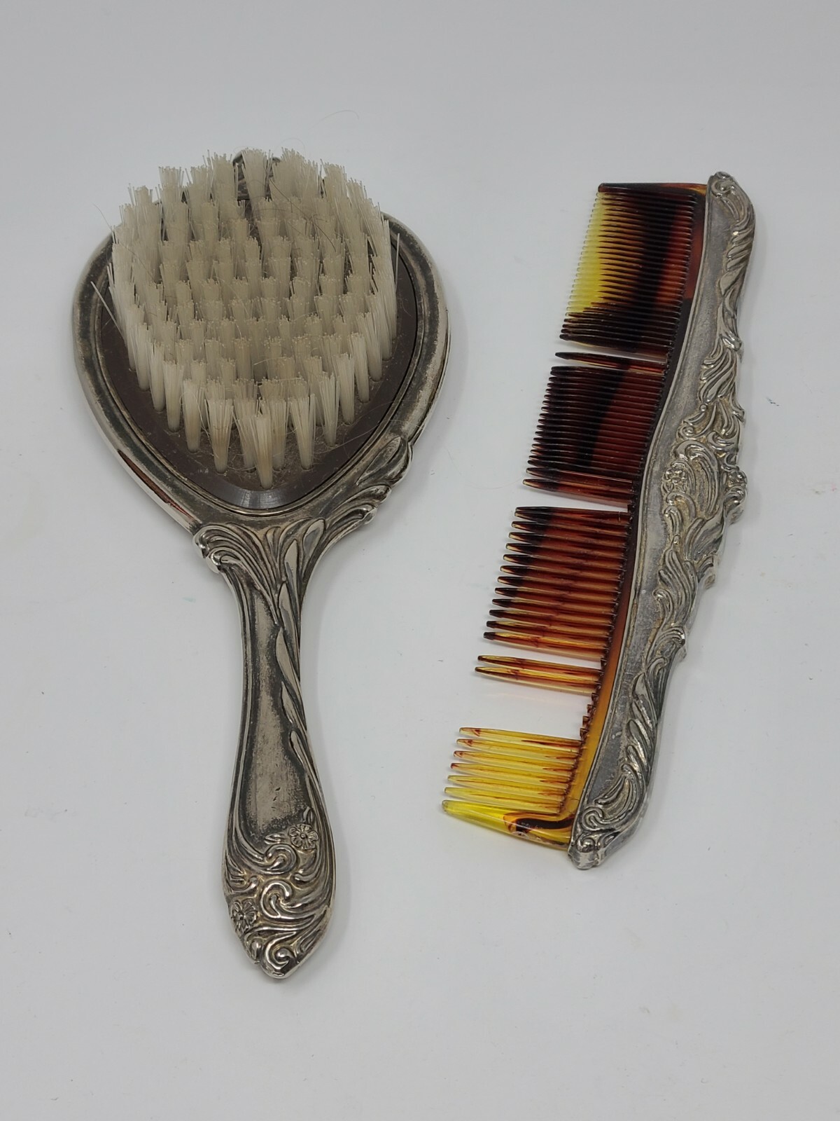 Vintage Vanity Set Silver Plated Hair Brush & Comb (Missing Teeth) | eBay