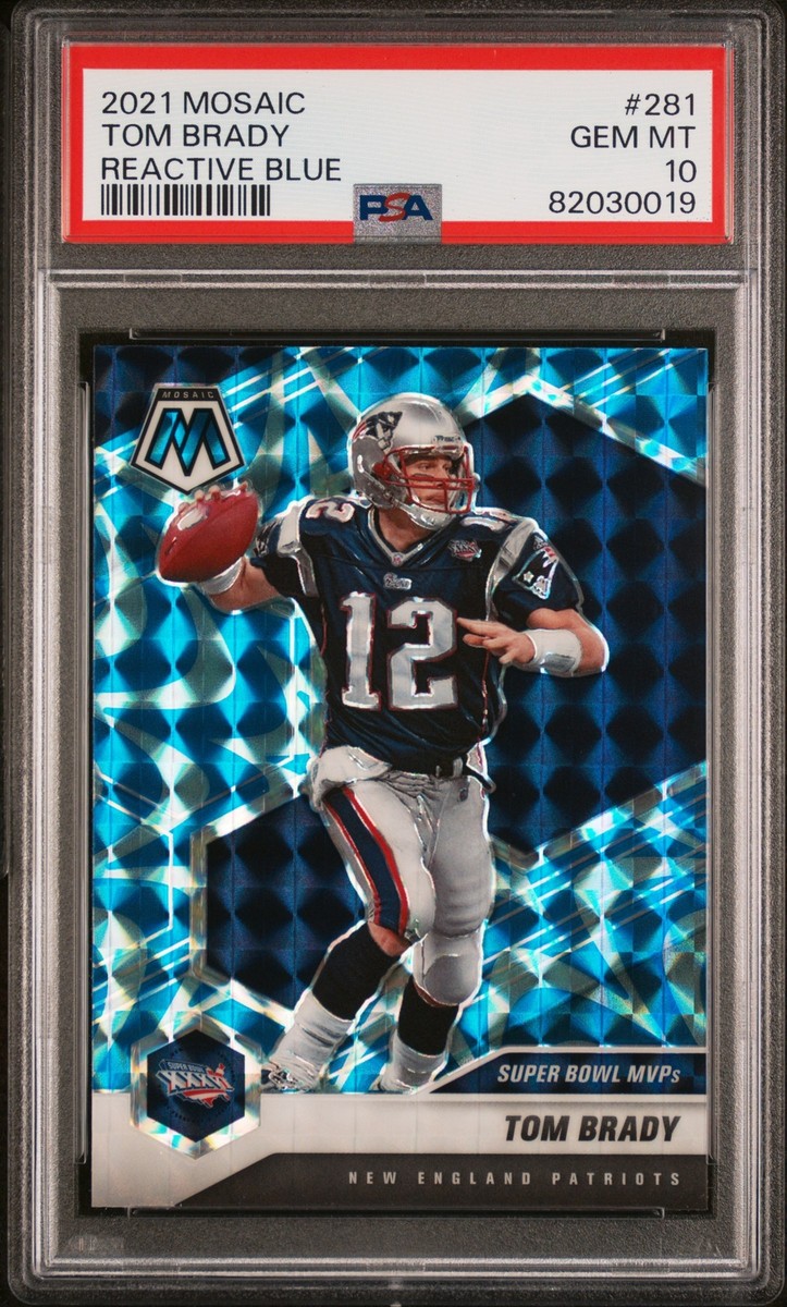 Tom Brady 2021 Panini Reactive Blue Mosaic Football Card Tom Brady 2021 Panini Reactive Blue Mosaic Football Card