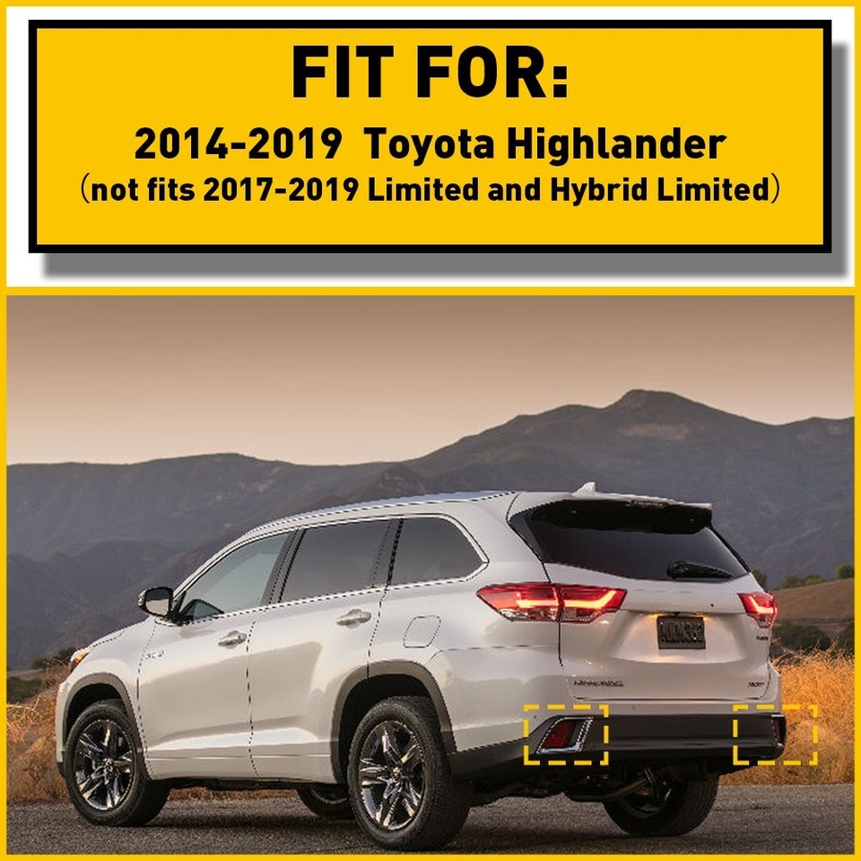 For 2014-2019 Toyota Highlander Rear LH+RH Reflector Fog Light Cover ...