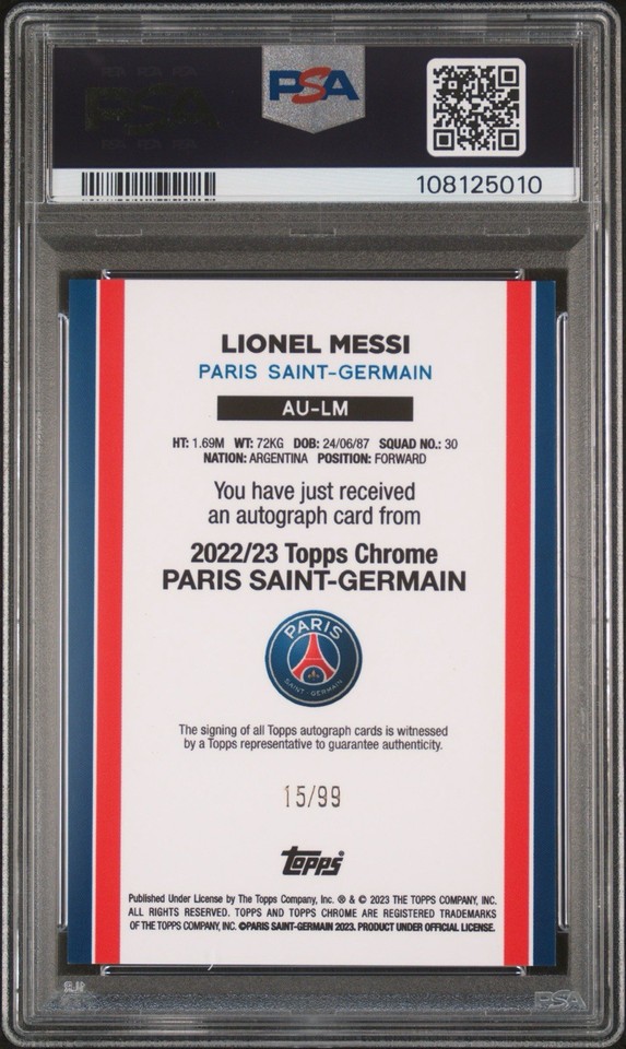 Lionel Messi 2024 Topps Chrome Auto Autograph /99 PSA 8 📈💥🐐 On Card | eBay