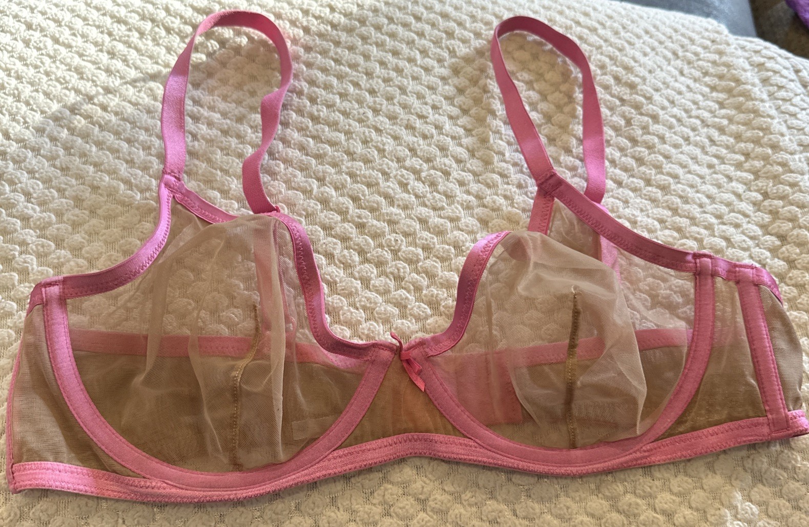 Savage x Fenty Strappy Pink & Tan Unlined Bra 36C Underwire Rihanna ...