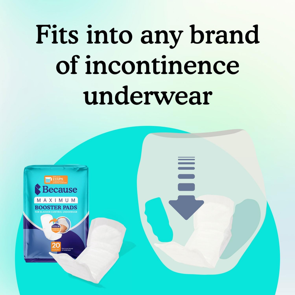 Because Maximum Incontinence Booster Pads, Adult Diaper Doubler Adds 2 ...