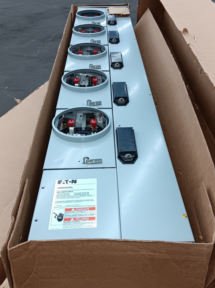 NEW EATON 3MM520RRL 800 / 200 AMP METER STACK 5-GANG RINGLESS 5-JAW ...