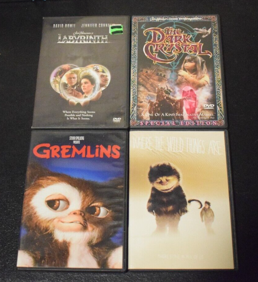 Labyrinth Dark Crystal Gremlins Wild Things Jim Hensen - 4 DVD Lot ...