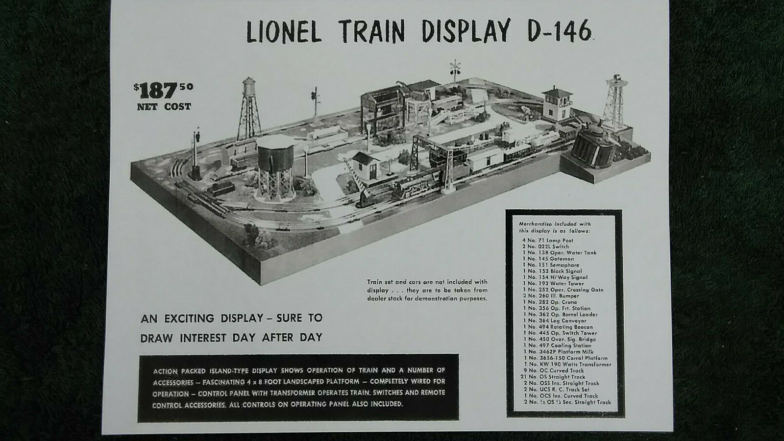 LIONEL D-146 DEALER DISPLAY 4' x 8' "O" OPERATING LAYOUT INSTRUCTION ...