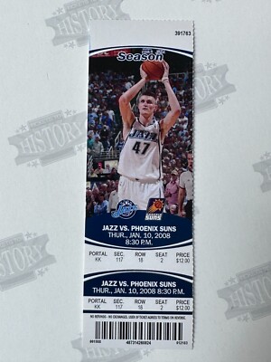 2008 Phoenix Suns at Utah Jazz Ticket 1/10/08 | eBay
