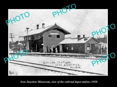 OLD POSTCARD SIZE PHOTO OF IRON JUNCTION MINNESOTA RAILROAD DEPOT c1920 ...