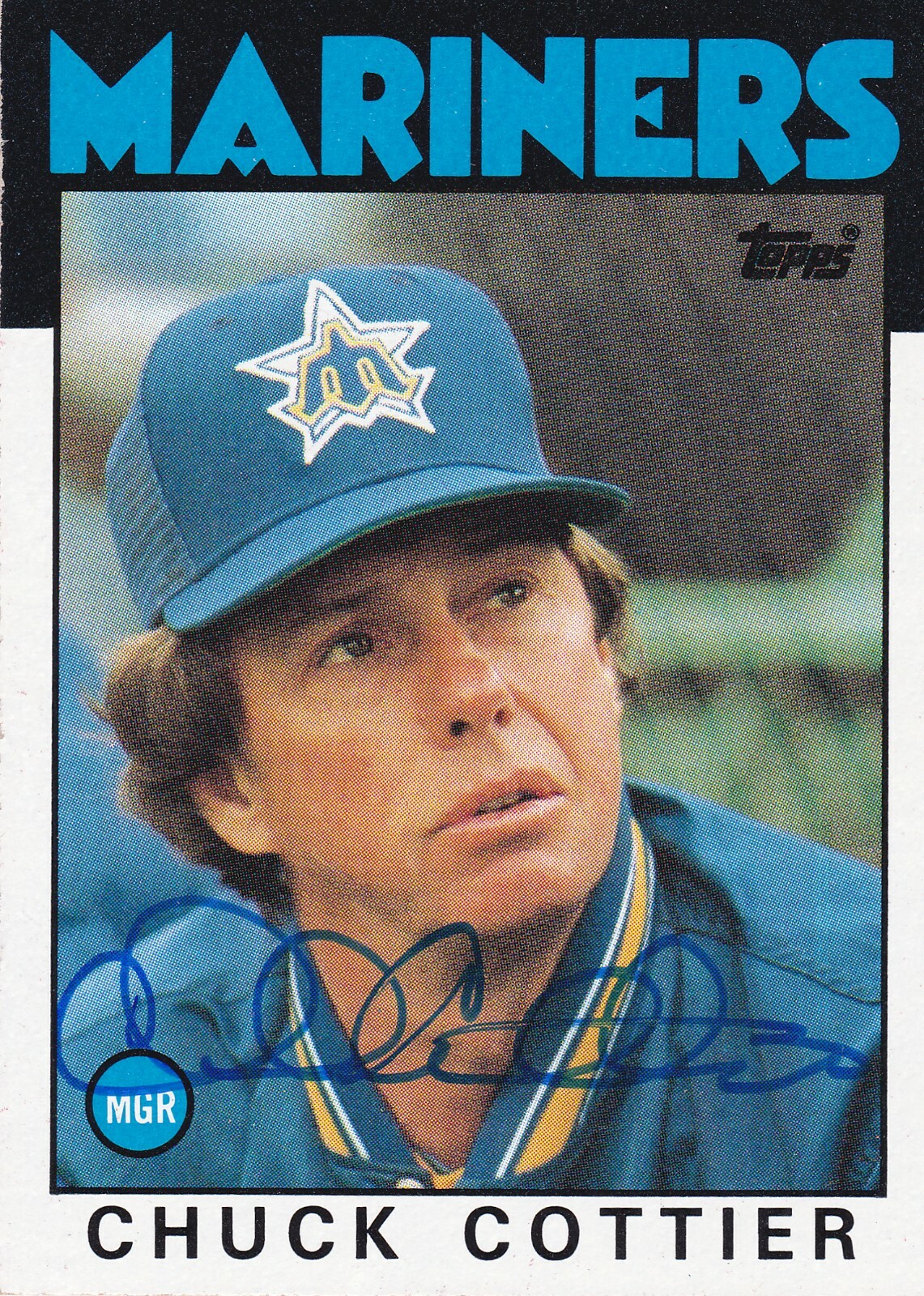 CHUCK COTTIER SEATTLE MARINERS SIGNED TOPPS BASEBALL CARD BRAVES TIGERS ...