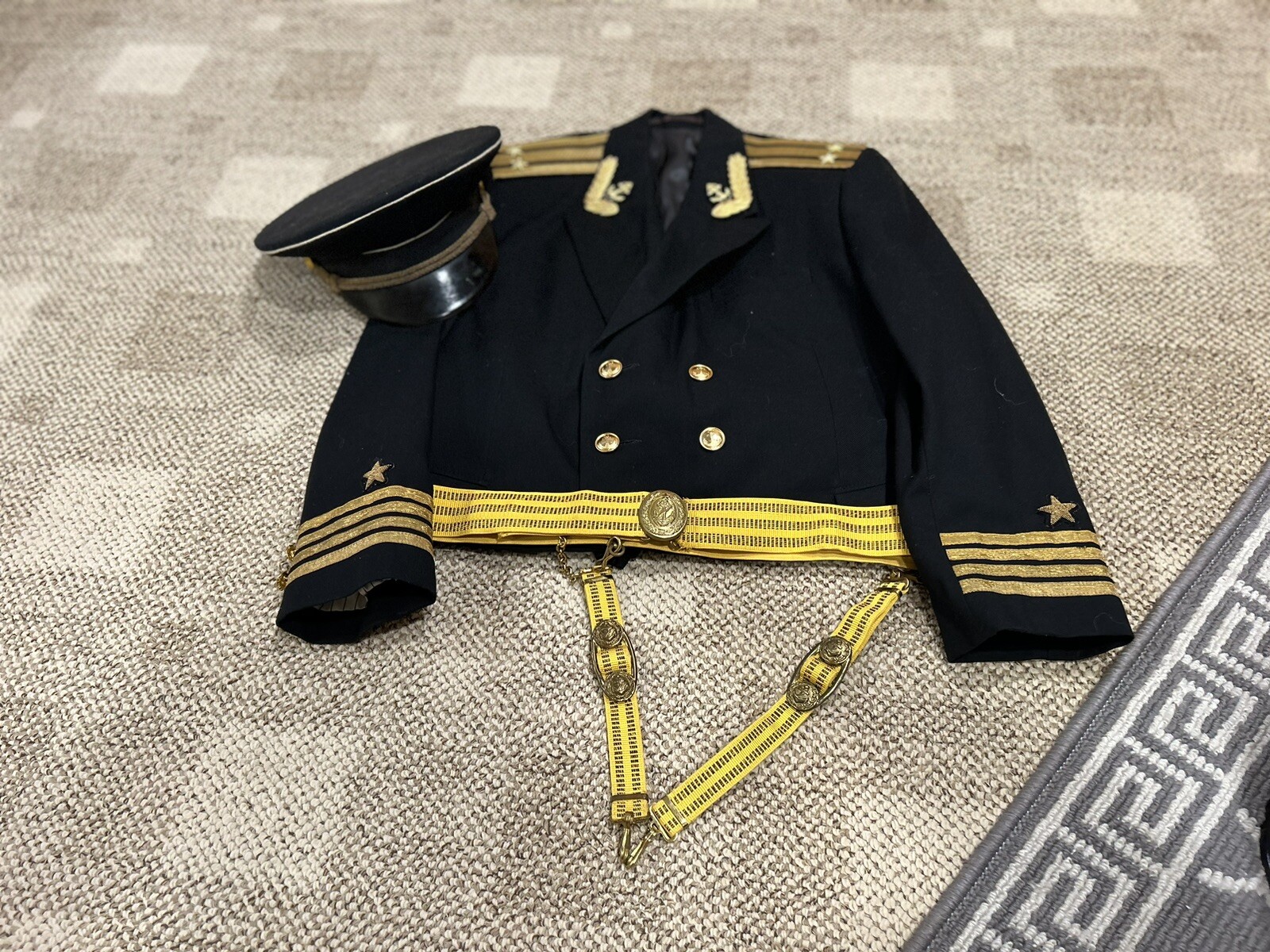 1970s Vintage Soviet Navy Russian Captains Uniform Cap Sword Dagger ...