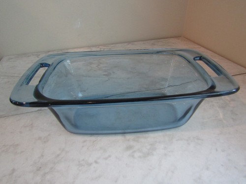 Vintage Pyrex 1.5 Quart Loaf Pan Clear Blue Tint Glass Baking Dish C213 ...