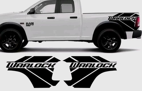 Compatible with Warlock Truck Hood & Bed Graphics Vinyl Decals Package Deal | Black | Matte ...