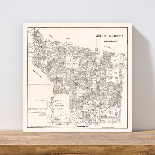 Old Map of Smith County, TX 1880 - Vintage Texas Art | eBay
