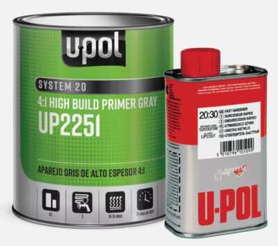 U-POL 2K Gray High-Build Urethane Primer 2251 + 2307 Fast Hardener Kit ...